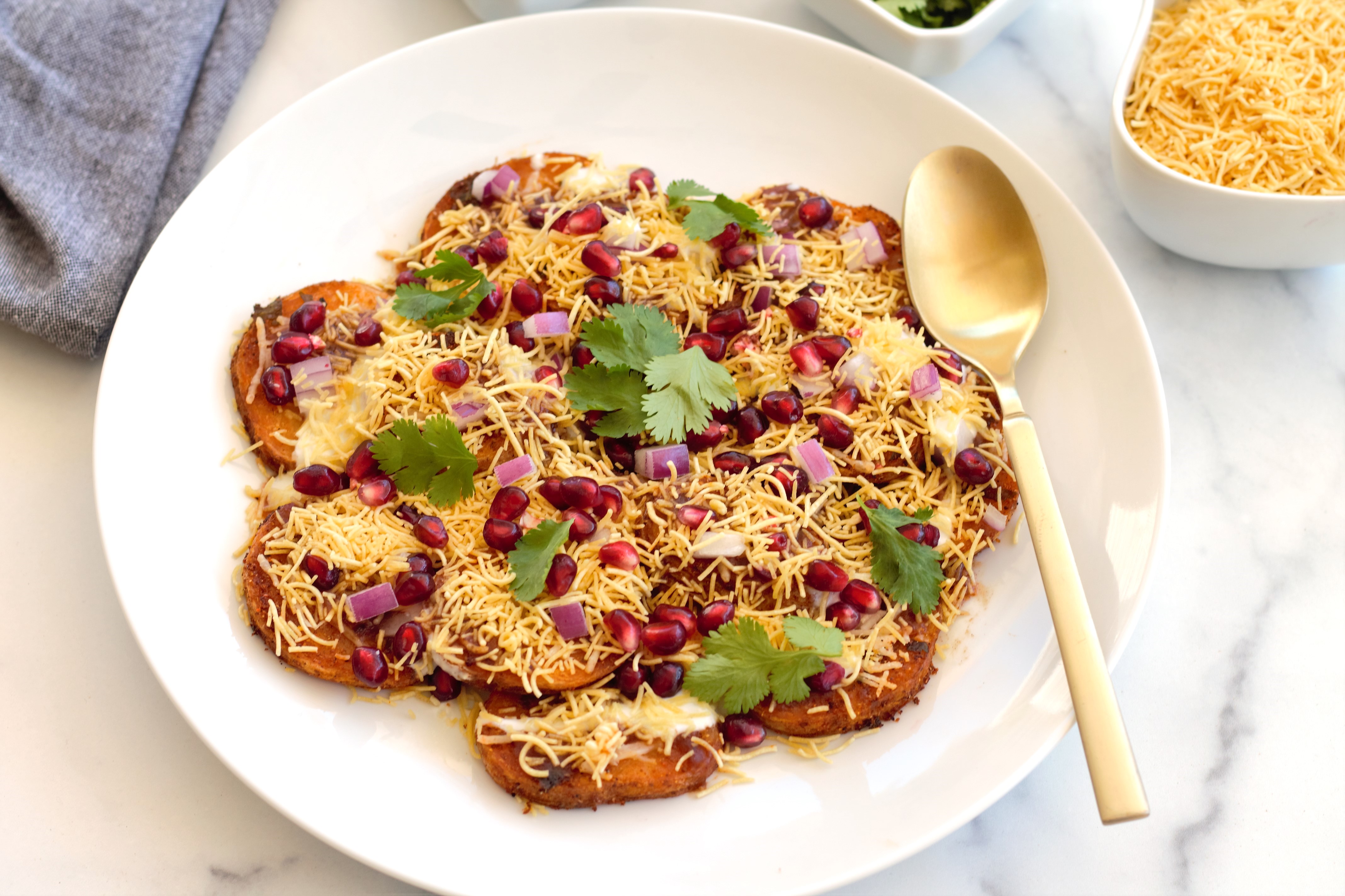 Crispy Potato Coin Chaat – Tikkas To Tapas Appetizers/Tapas